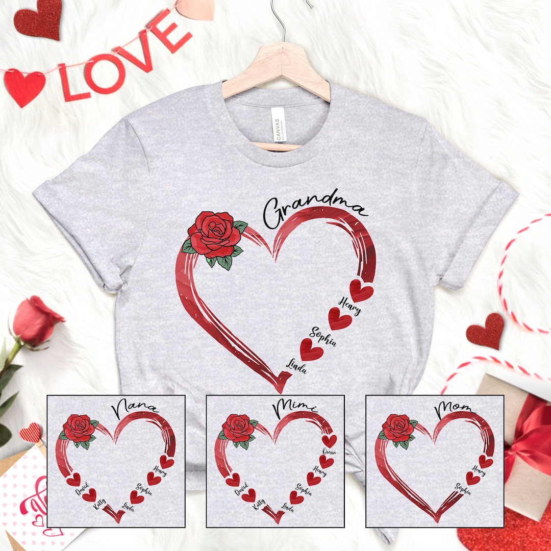 Personalized Grandma Heart Shirt, Grandma Heart With Kidnames, Custom ...