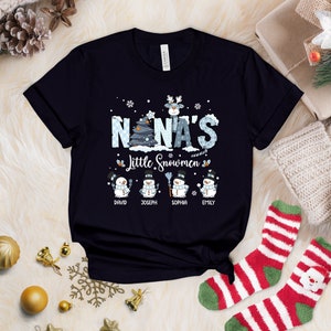 Personalized Nanas Little Snowmen Shirt, Christmas Grandma Snowman Shirt, Custom Nana Mimi Gigi ...