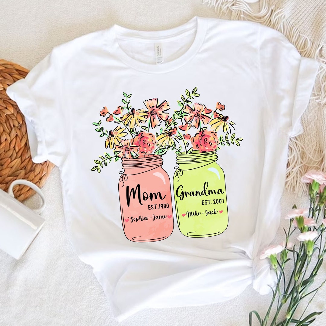 Custom Grandma Shirt, Mom Grandma Shirt, Grandma Flower Shirt, Grandma ...