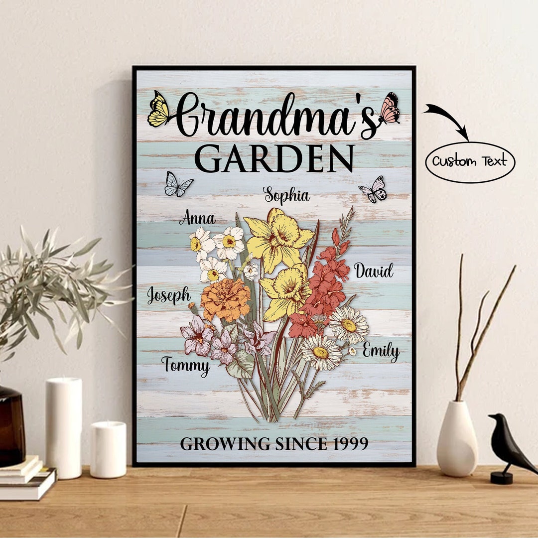 Personalized Grandma's Flower Garden Poster, Grandma's Garden Poster ...
