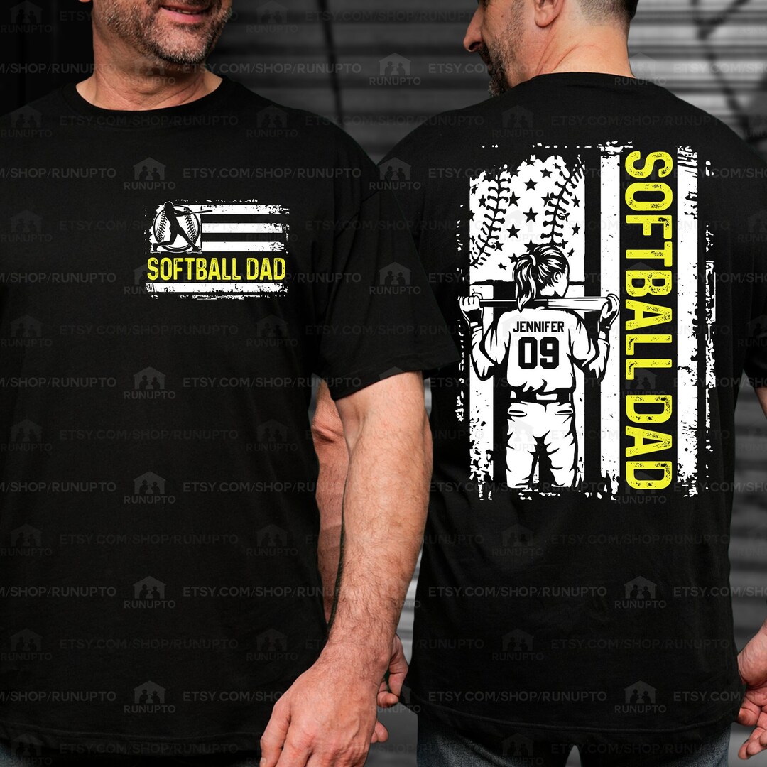 Softball Dad Shirt, Personalized Name and Number Softball Shirts for ...