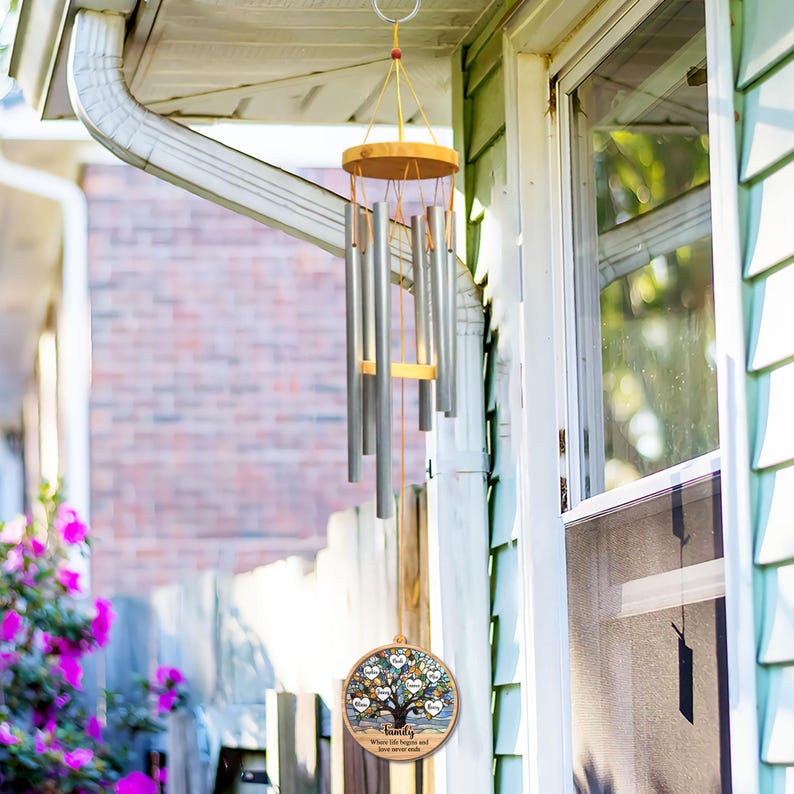 Personalized Family Wind Chime, Family Tree of Life Suncatcher, Family ...