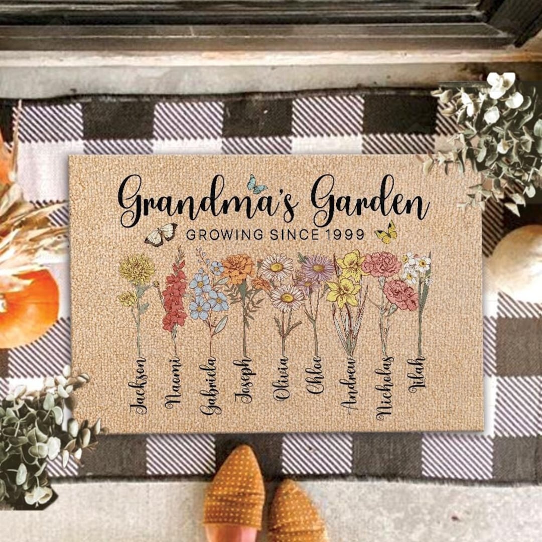 Custom Grandma's Garden Doormat, Birth Month Flowers - Etsy