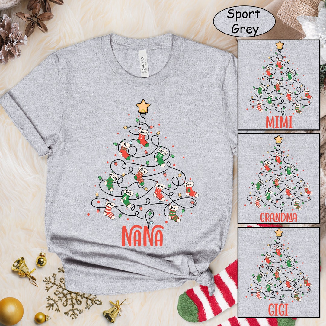 Personalized Grandma Christmas Tree Shirt, Xmas Grandma Shirt Custom ...