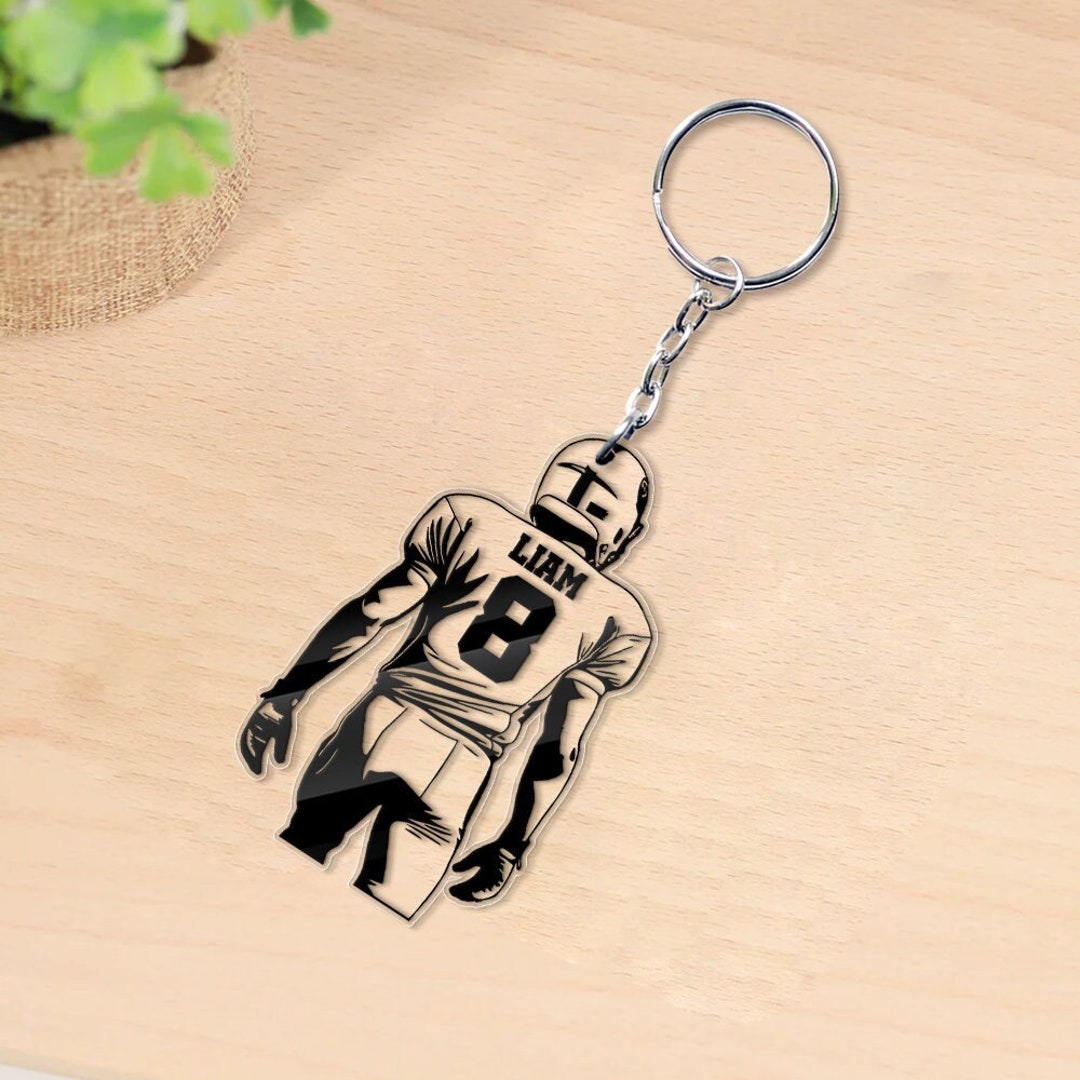 Custom Football Player Keychain, American Football Keychain, Football ...