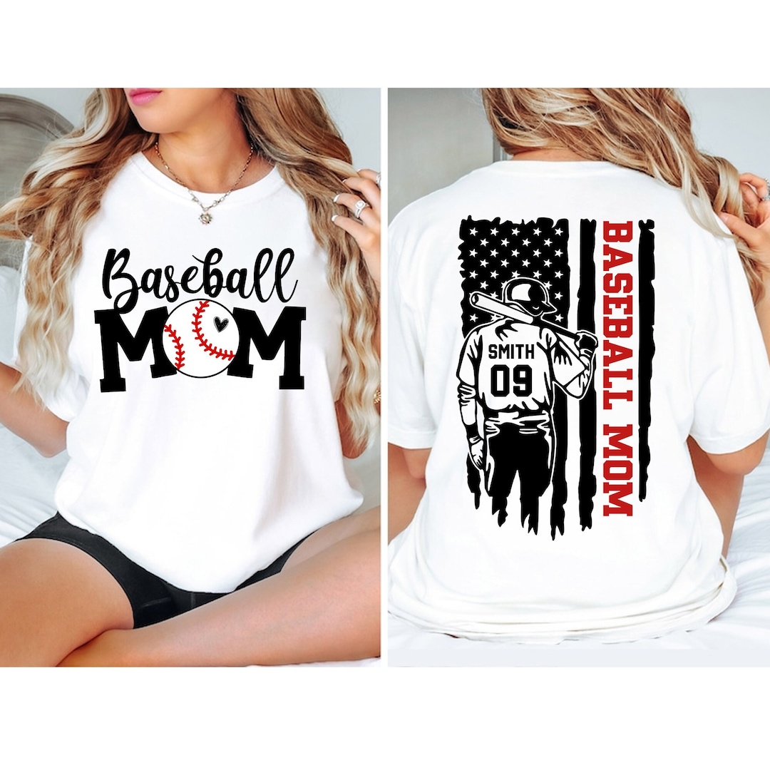 Custom Baseball Mom Shirt, Custom Name and Number Baseball Shirt ...