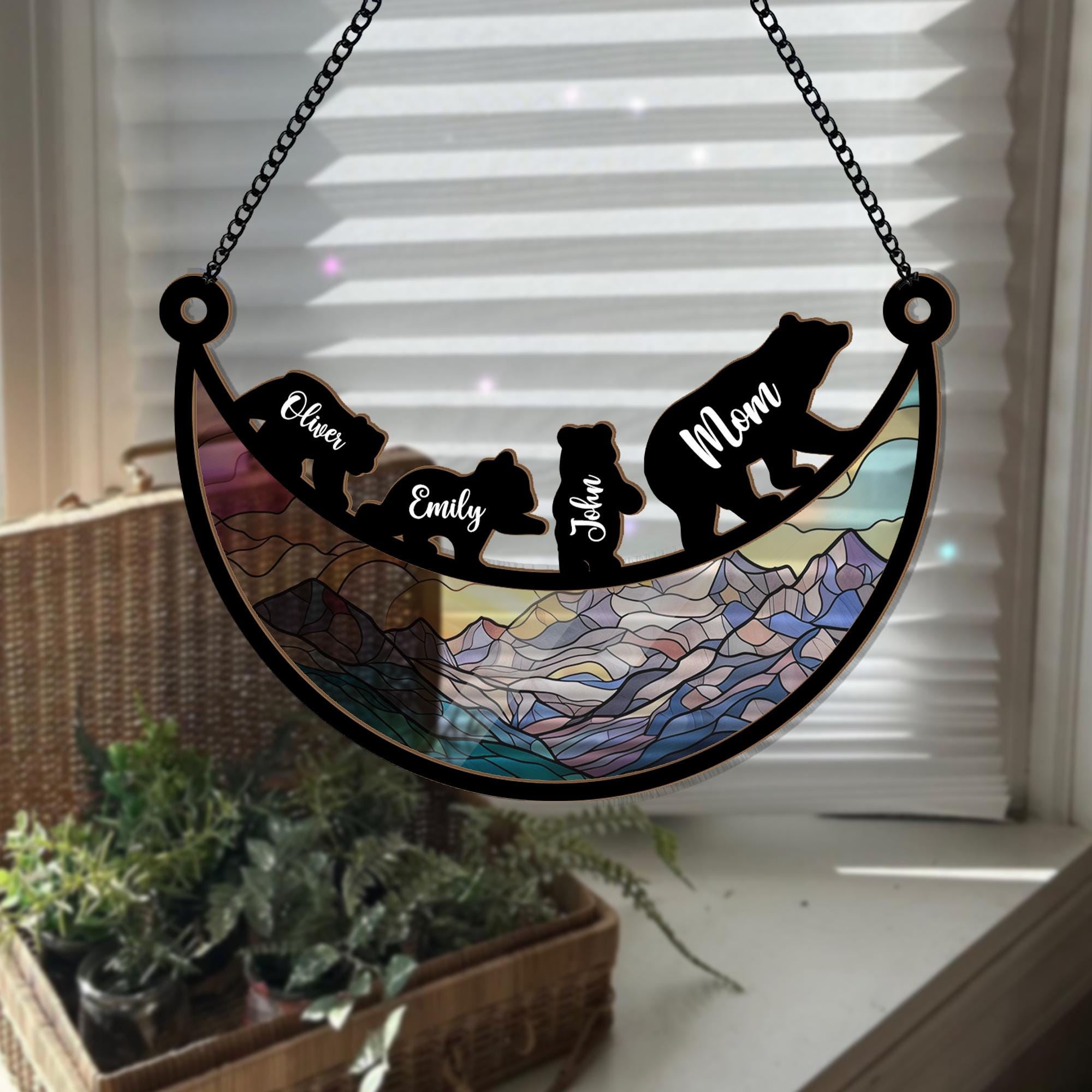 Custom Mama Bear Suncatcher, Custom Bear Family Suncatcher Window ...