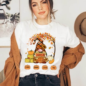 Personalized Fall Nana Shirt, Pumpkin Gnome Nana Shirt, Pumpkin Mimi ...