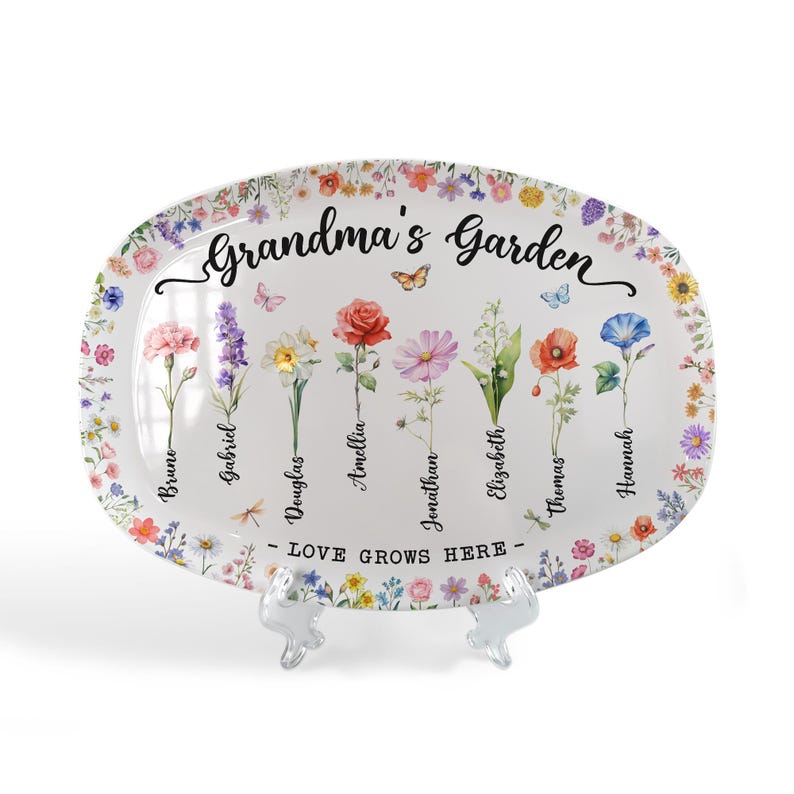 Custom Grandma Platter, Birth Month Flower Plate, Custom Birth Month ...