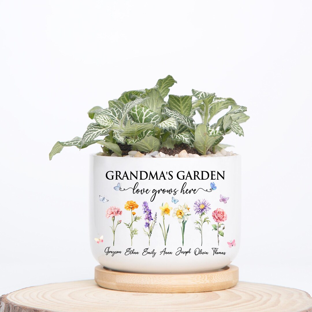Mothers Day Gift, Custom Grandma's Garden Plant Pot, Custom Birth Month ...