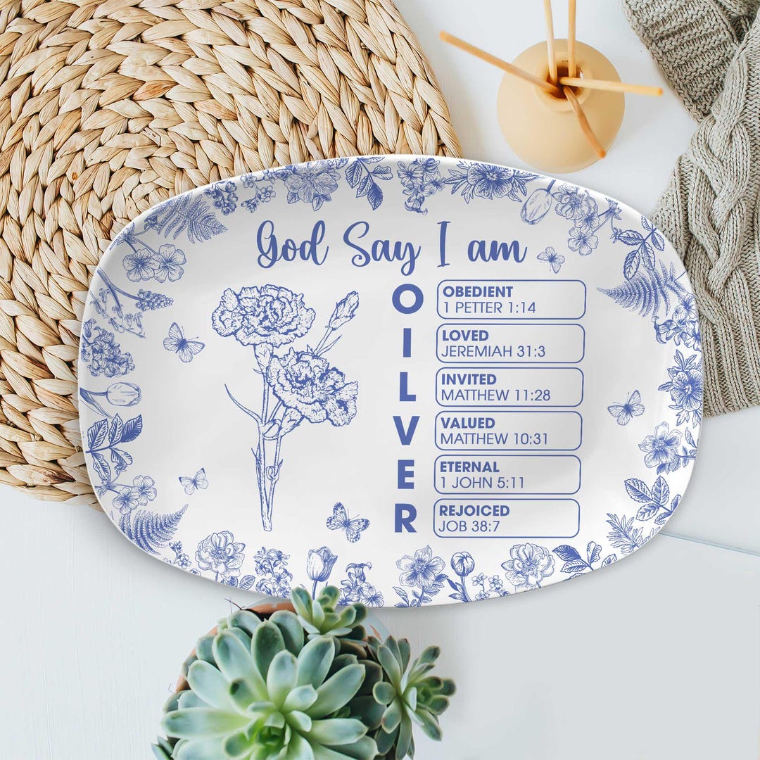 Personalized Christian Platter, Toile De Jouy Style, Religious Gift - Etsy