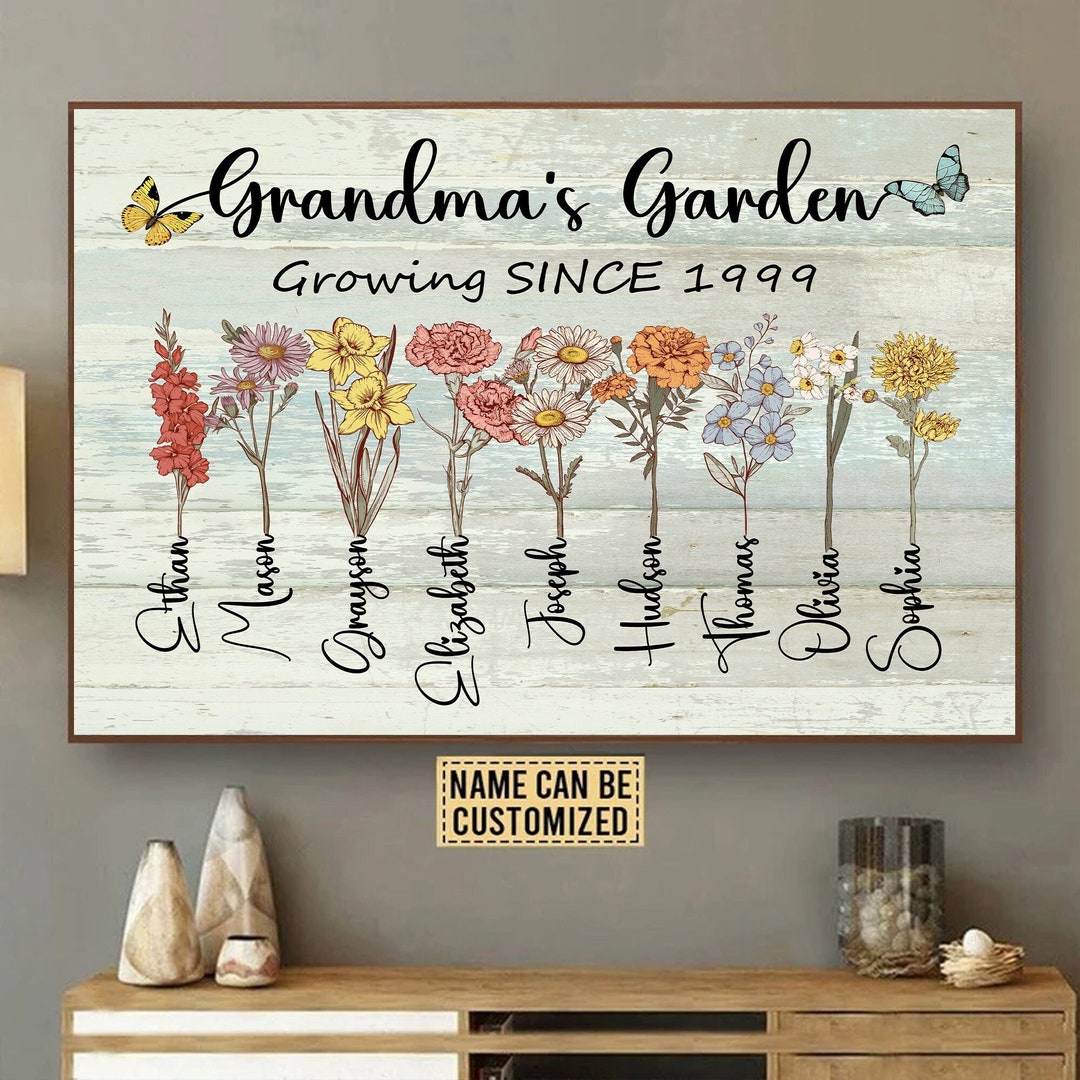 Personalized Grandma's Flower Garden Poster Print, Grandma's Garden ...