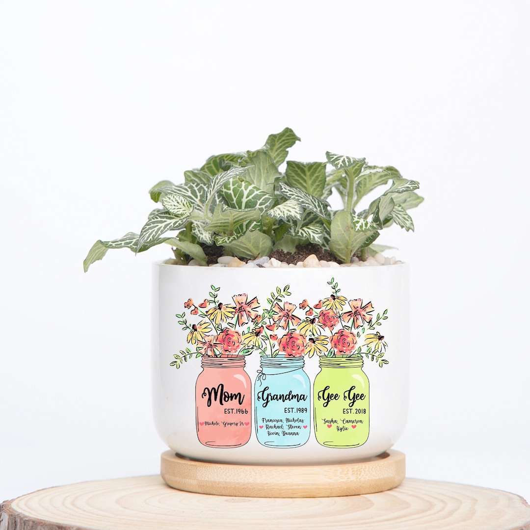 Personalized Great Grandma Flower Plant Pot, Mom Grandma Great Grandma ...
