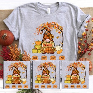 Personalized Fall Nana Shirt, Pumpkin Gnome Nana Shirt, Pumpkin Mimi ...