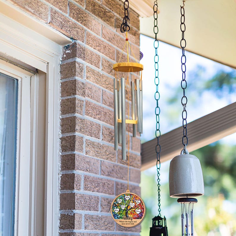 Personalized Family Wind Chime, Family Tree of Life Suncatcher, Family ...
