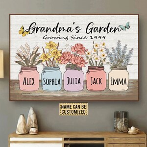 Personalized Grandma's Garden Poster, Grandma's Flower Garden Poster ...
