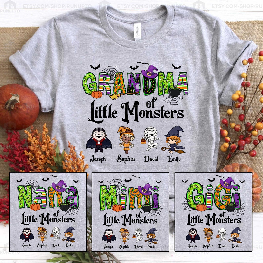 Personalized Grandma's Little Monsters Halloween Shirt - Etsy
