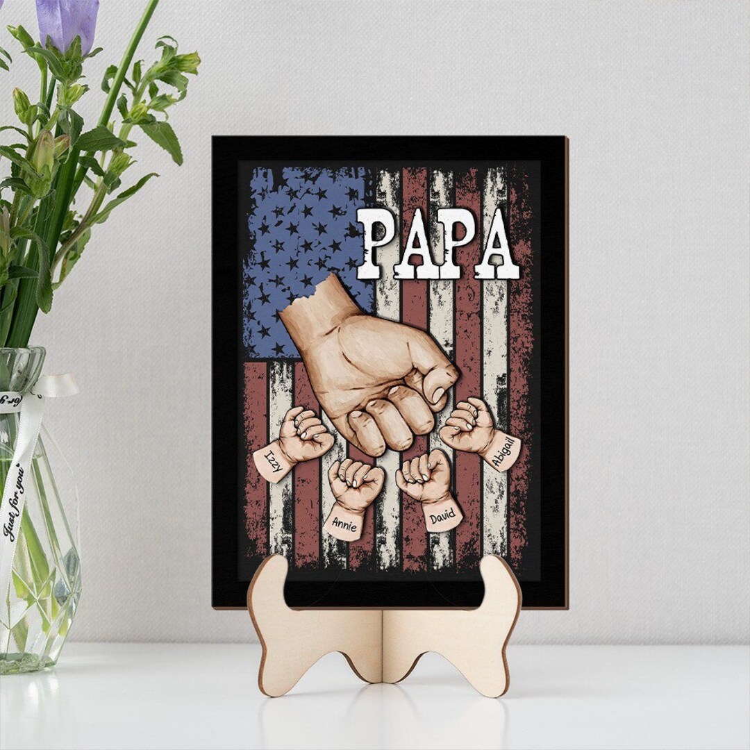 Fathers Day Gift, Custom Dad Raised Fist Bump Wood Sign, Papa Gift ...