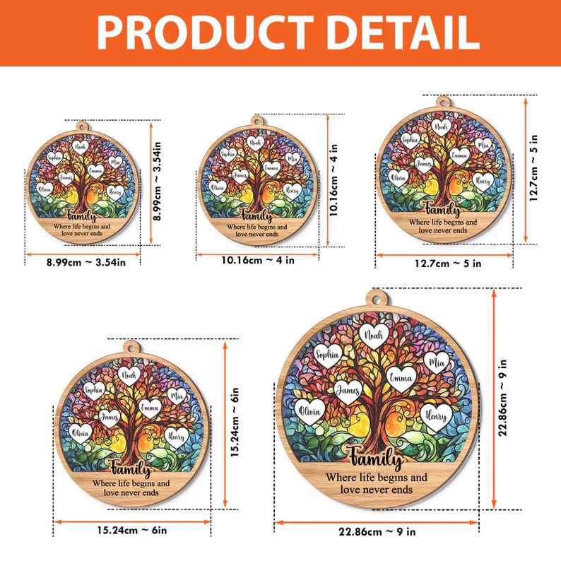 Personalized Family Wind Chime, Family Tree of Life Suncatcher, Family ...