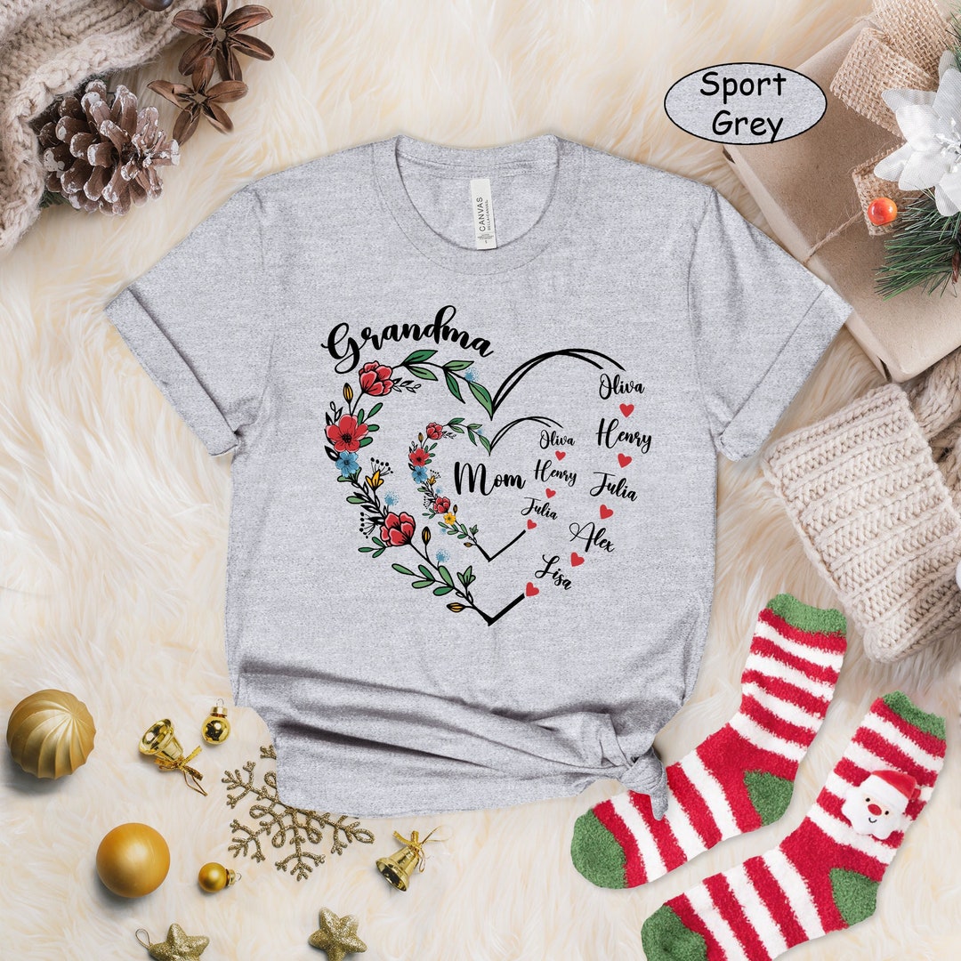 Personalized Grandma Heart Shirt, First Mom Now Grandma Shirt, Grandma ...