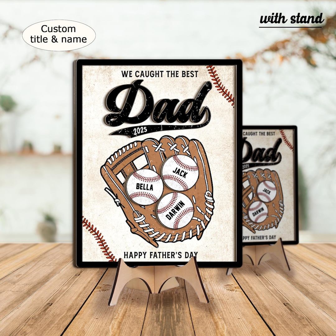 Personalized We Caught the Best Dad Wooden Sign, Father's Day Gift, Kid ...