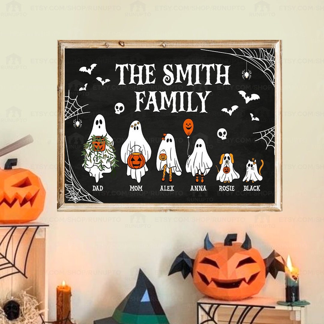 Halloween Family Poster, Personalized Halloween Sign, Ghost Family ...