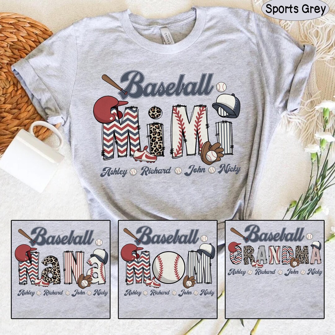 Personalized Baseball Grandma Shirt, Custom Name Grandma Tee - Etsy
