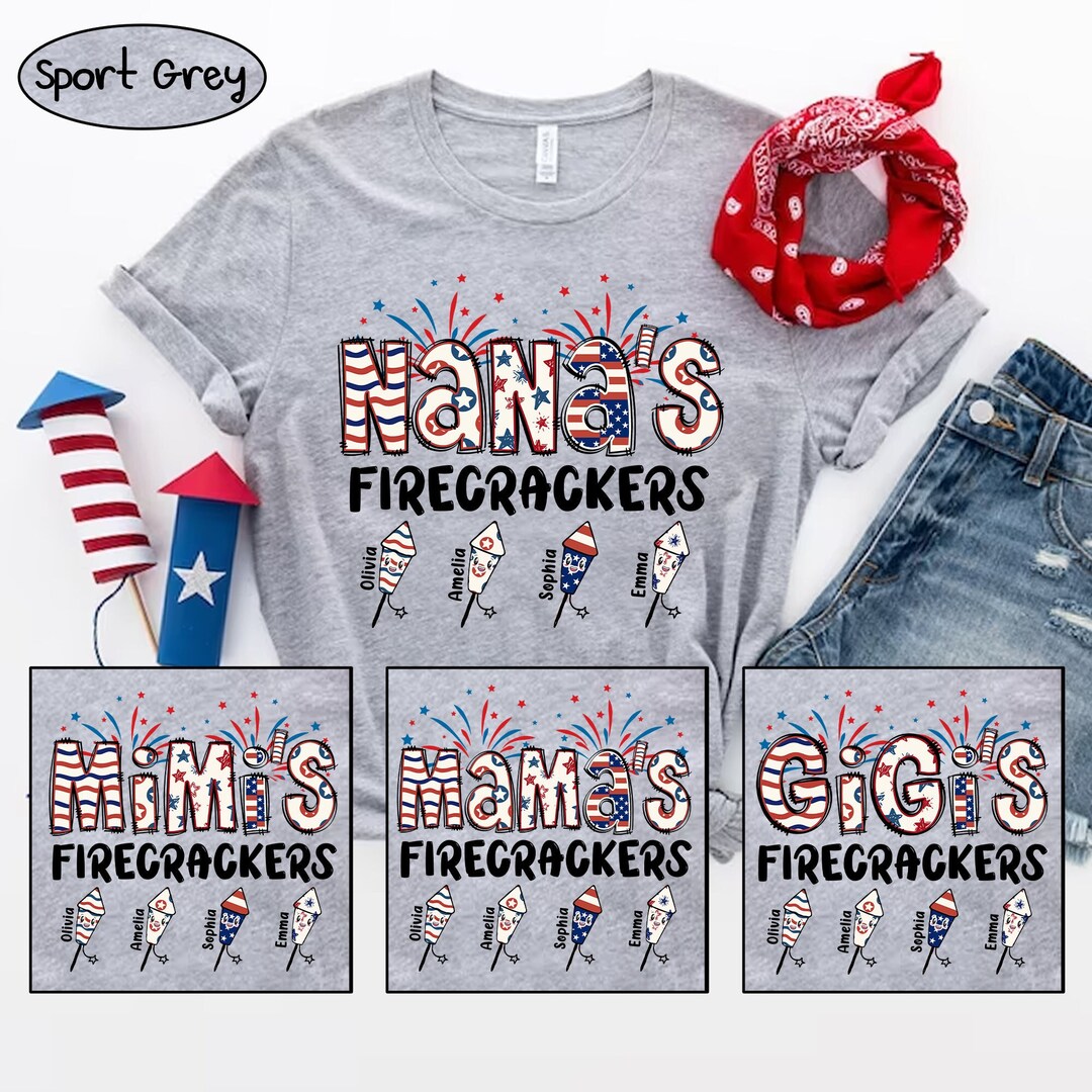 Grandma's Firecrackers Shirt, Custom 4th of July Grandma and Grandkids ...