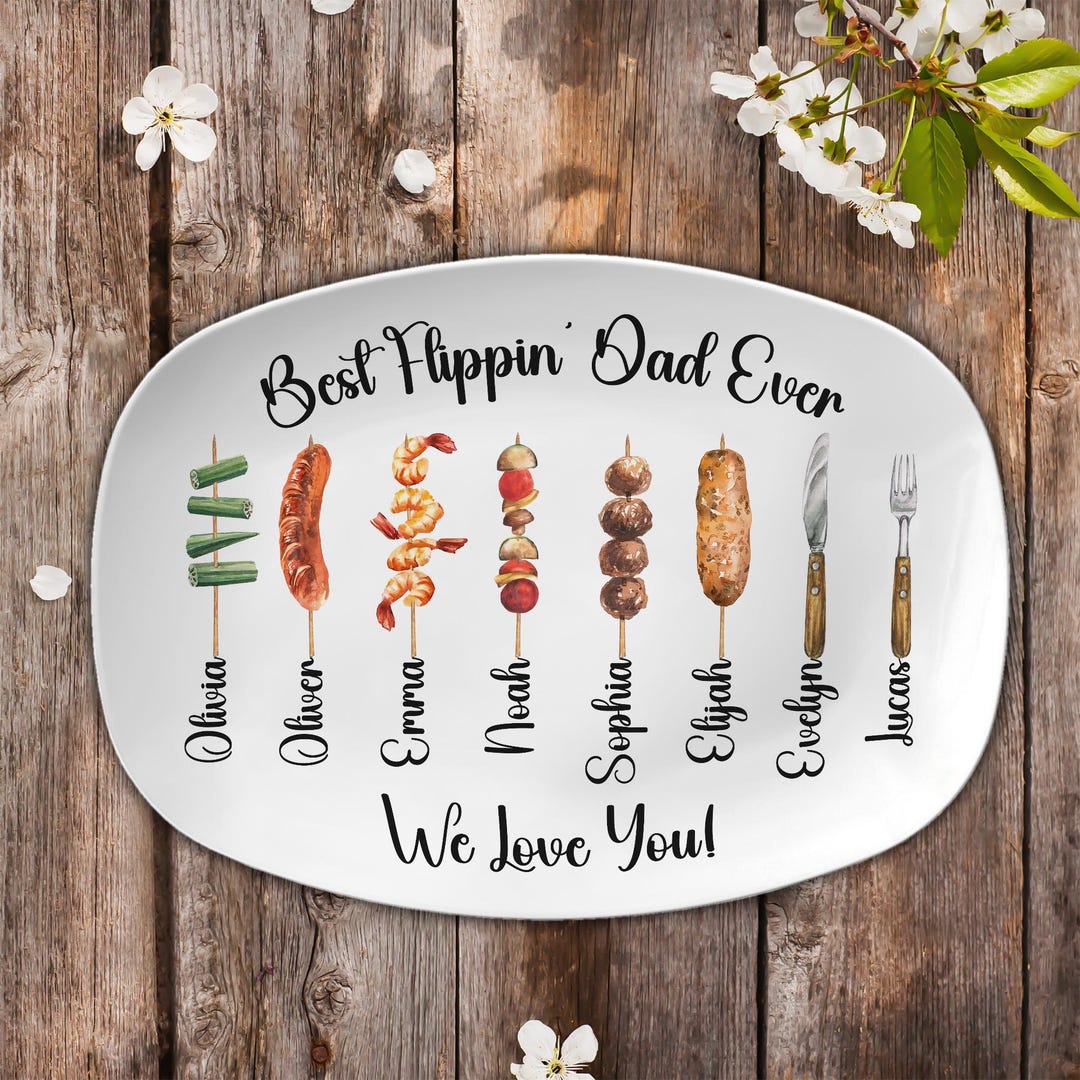 Custom Grandpa Grilling Platter, Papa BBQ Plate With Kids Names - Etsy