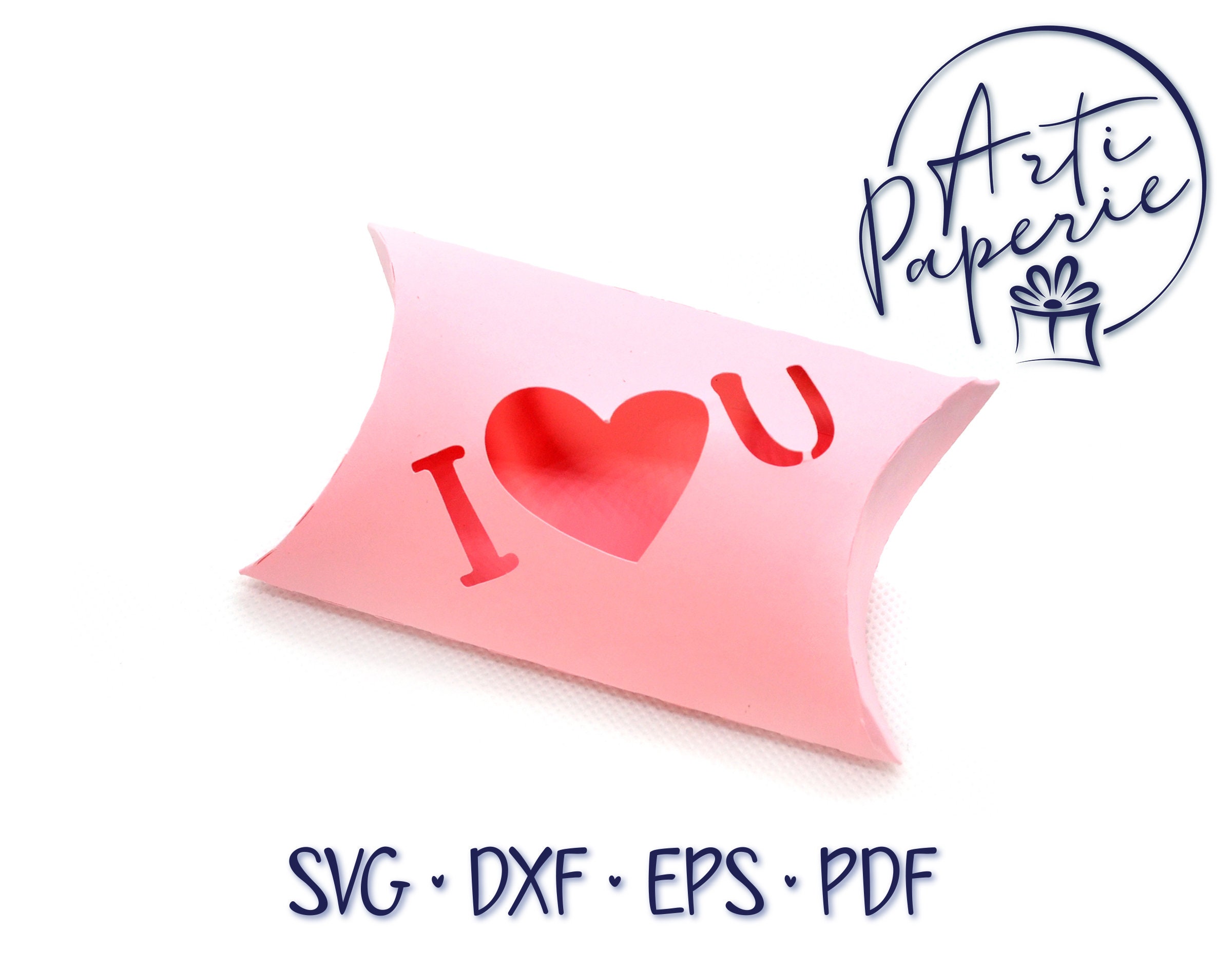 Pillow box SVG I Love You gift box template for Cricut | Etsy