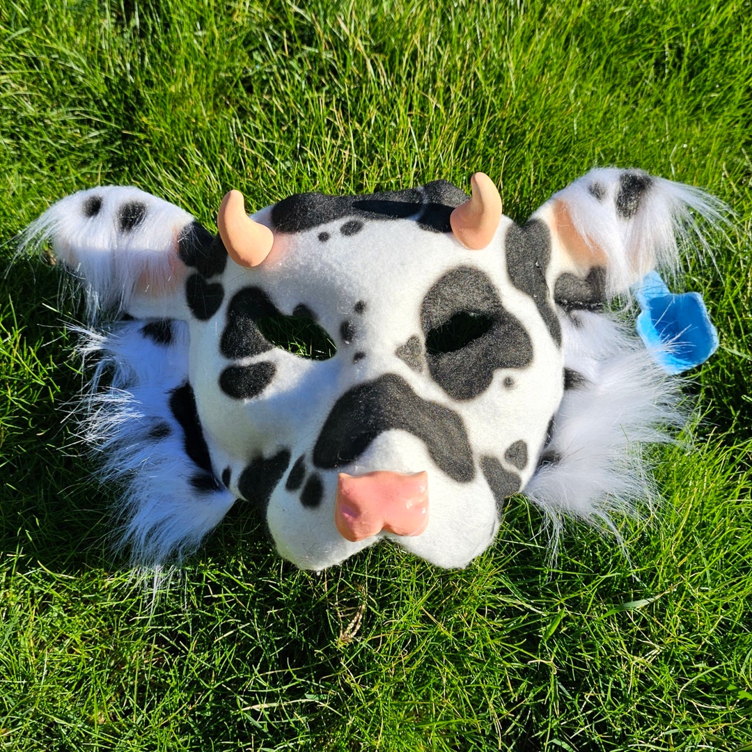 Dairy Cow W/bendable Ear Tag Therian Mask - Etsy