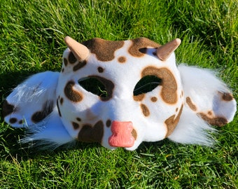 Dairy Cow W/bendable Ear Tag Therian Mask - Etsy