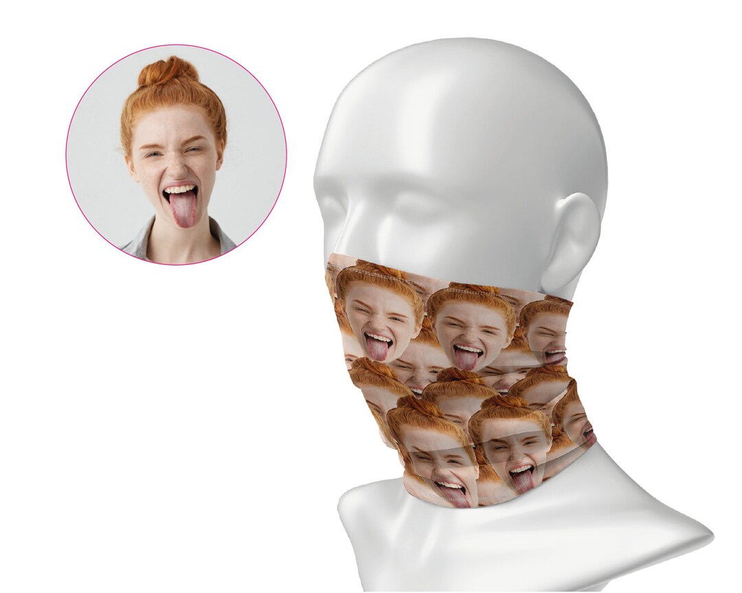 Buff Photo Face Neck Warmer Personalized Neck Cover With Photo Gaiter ...