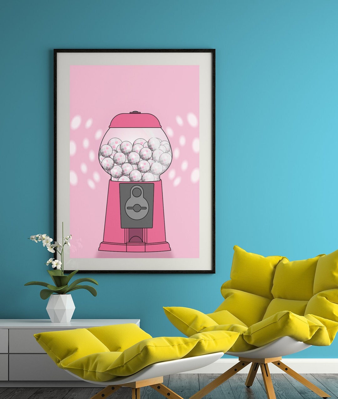 Disco Ball Gumball Machine Wall Art | Mirrorball Shiny Sparkly Gumball ...