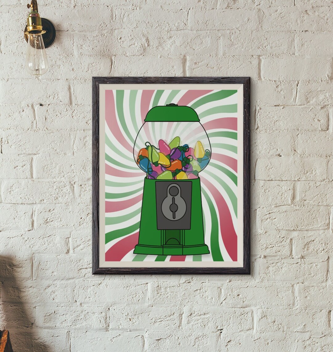 Christmas Gumball Machine Wall Art | Christmas Lights Gumball Machine ...