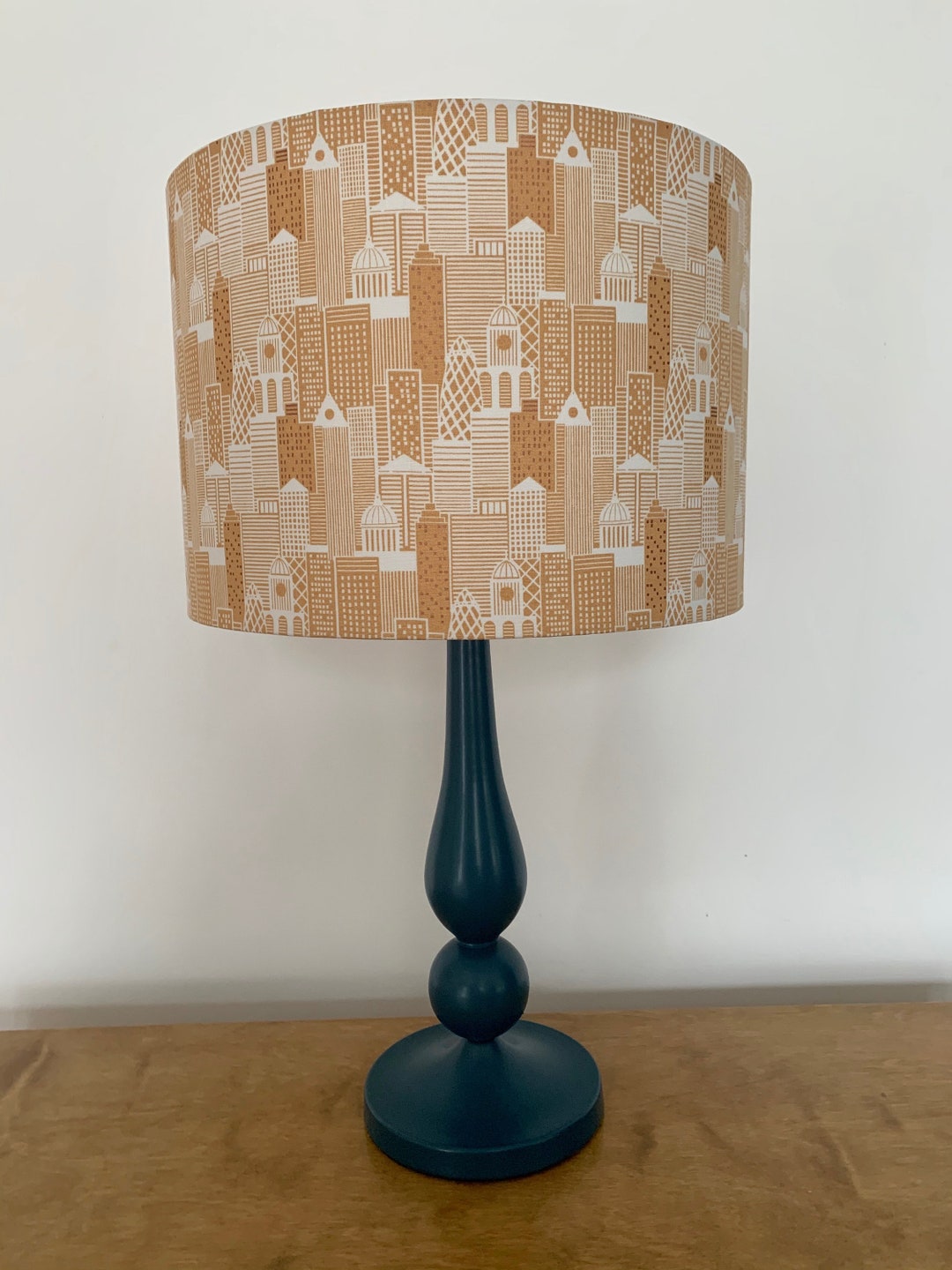 Gold London Print Handmade Lampshade 30cm Table Lampshade London Fabric ...