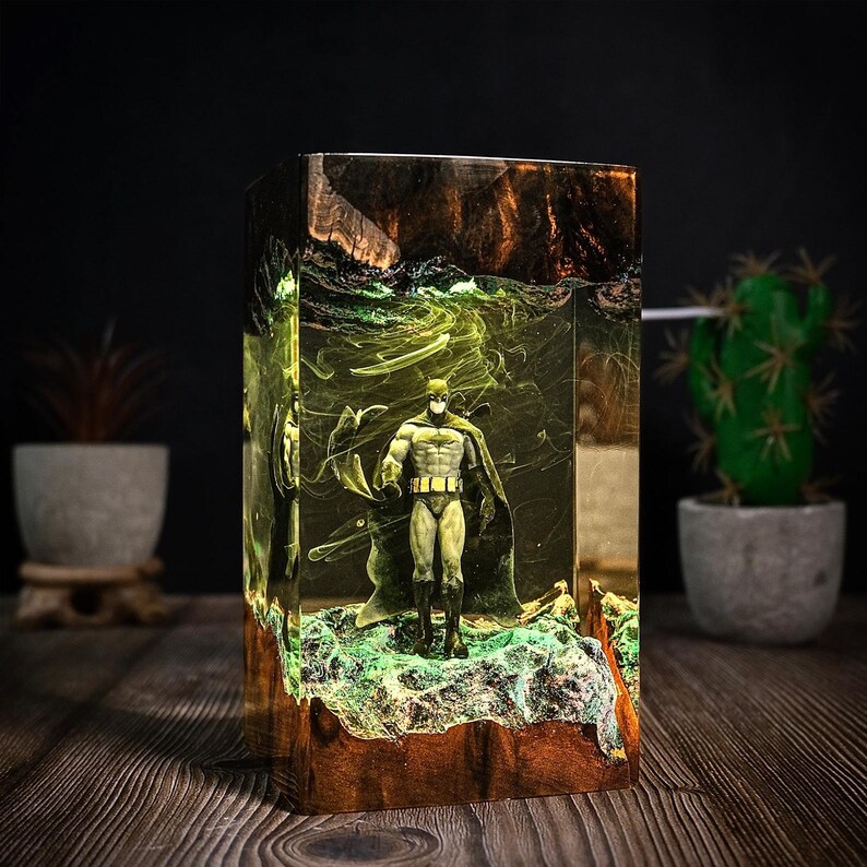 Batman Resin LED Lamp | Superhero Night Light | Handmade Gotham Decor ...