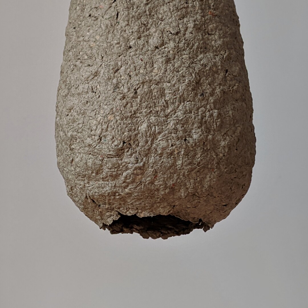 Paper Pulp Lamp. Long Sagging Shape. Beige Colour. Natural Materials ...