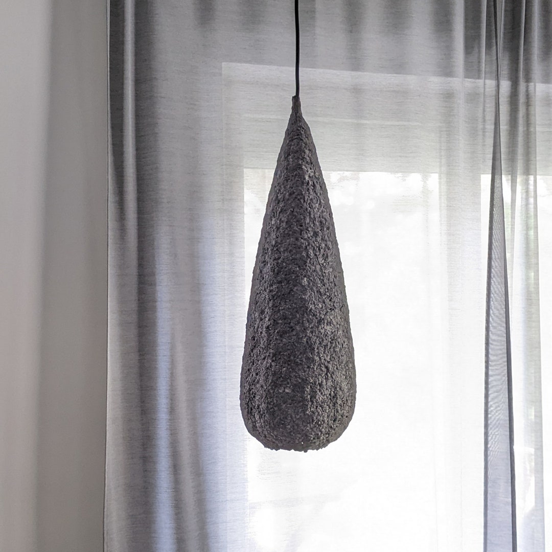 Paper Pulp Lamp. Long Sagging Shape. Color Grey/black. Natural - Etsy