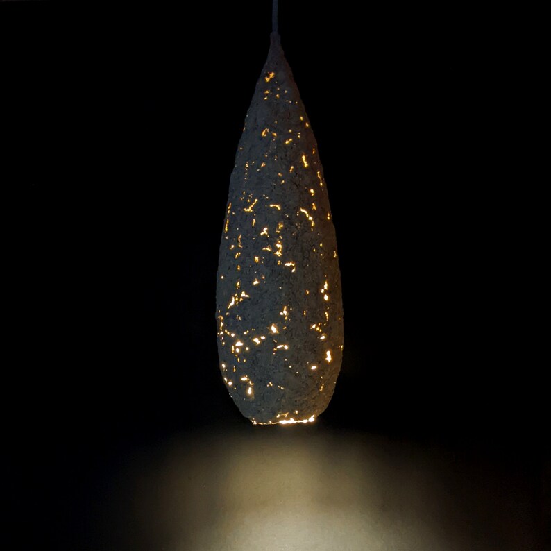 Paper Pulp Lamp. Long Sagging Shape. Beige Colour. Natural Materials ...