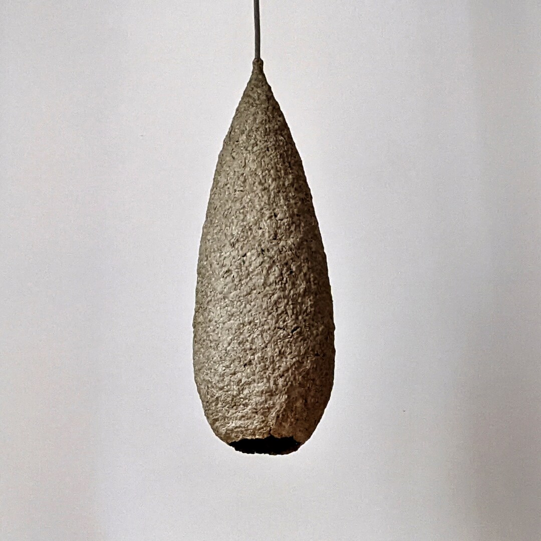 Paper Pulp Lamp. Long Sagging Shape. Beige Colour. Natural Materials ...