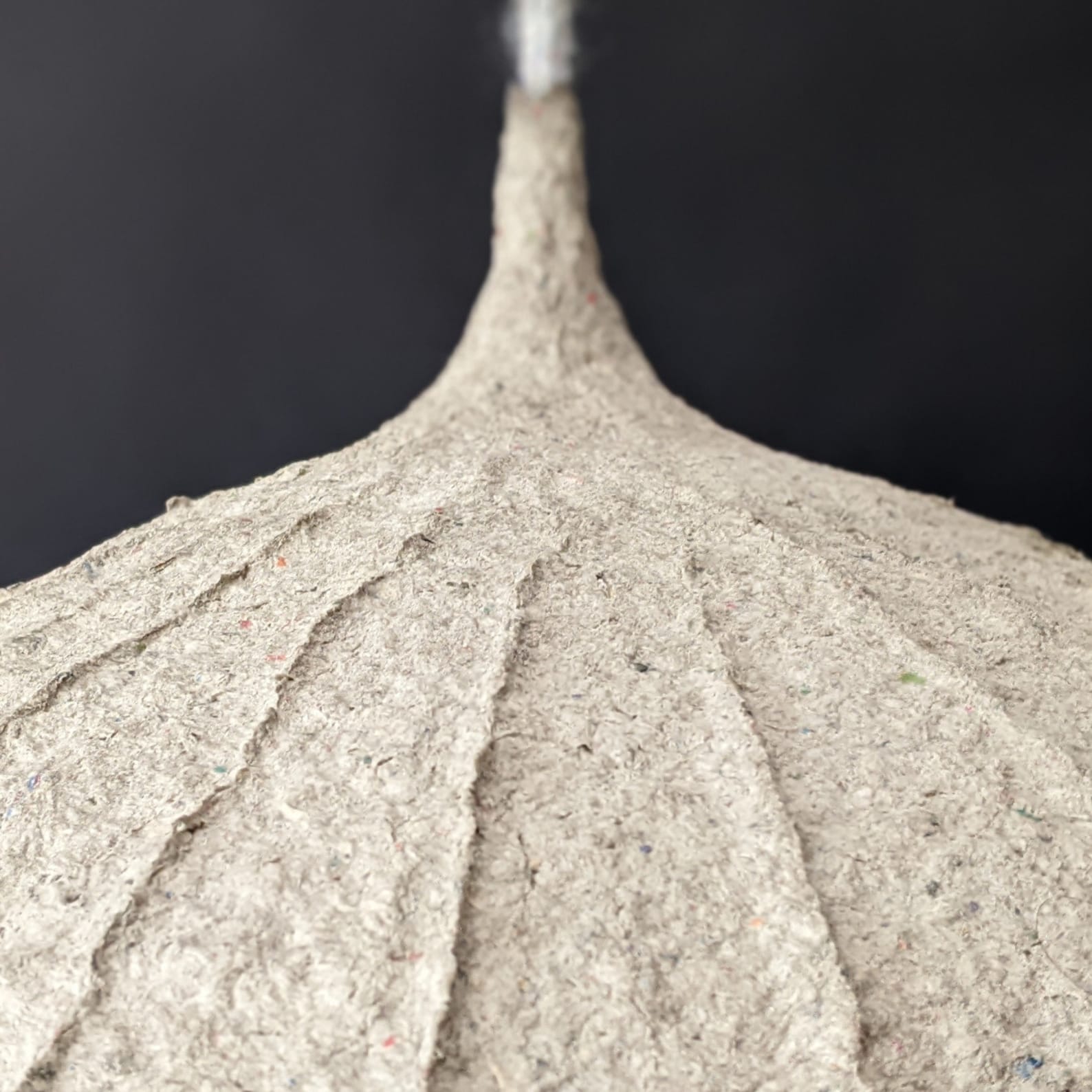 Paper Mache Pendant Lamp With Round Shade and White Inside. Ecological ...