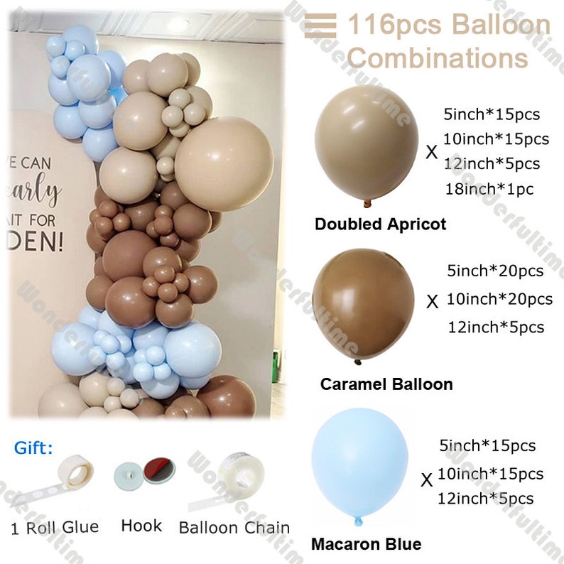 116/156pcs Apricot Doubled Balloon Arch Baby Shower Decoration Caramel ...