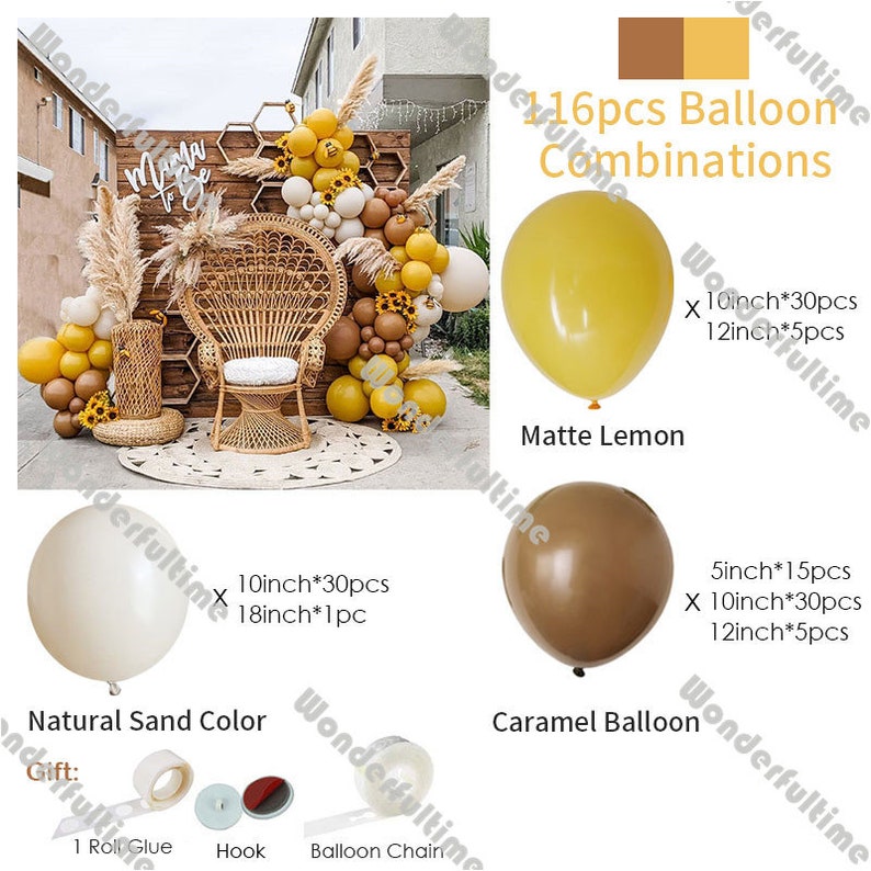116pcs Matte Lemon Caramel Balloon Garland Arch Baby Shower - Etsy