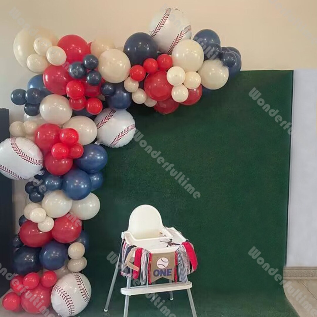 105pcs Sports Birthday Balloon Garland Arch Kit Red Blue Sand Baseball ...