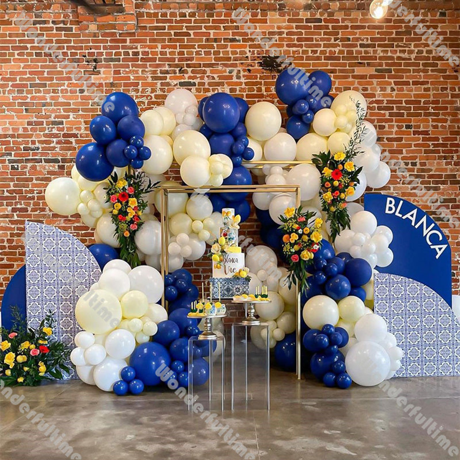 215pcs Matte Navy Blue Yellow White Balloon Garland Arch Kit DIY Baby ...