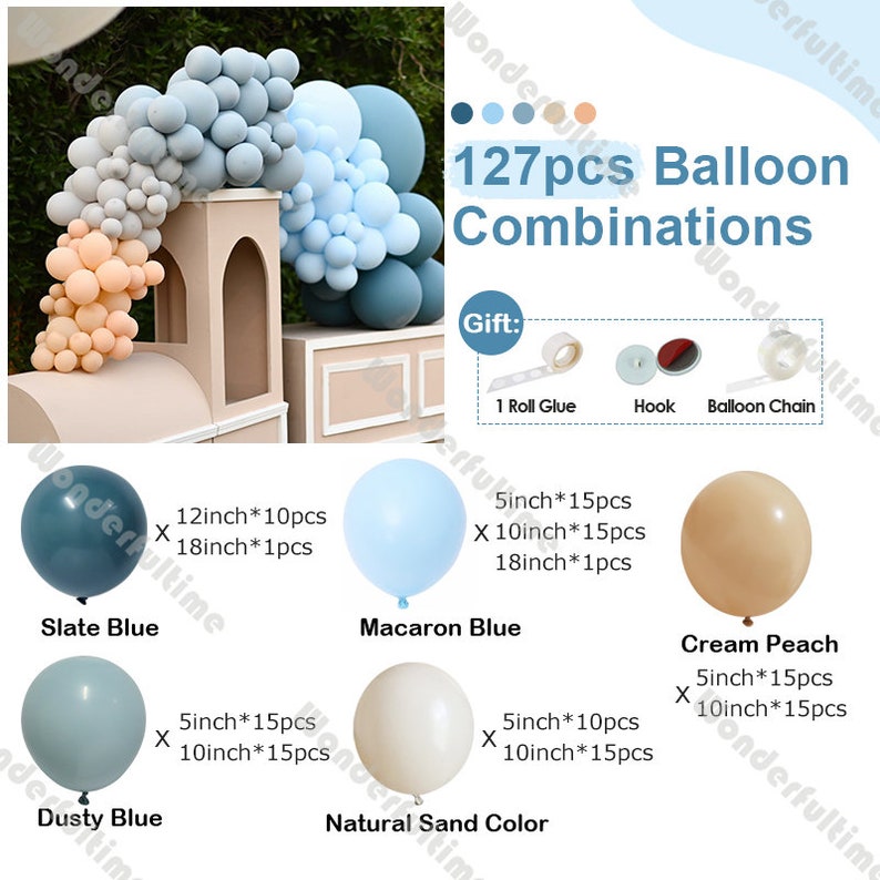 127pcs Balloon Garland Arch Kit Baby Shower Decorations Boy First ...