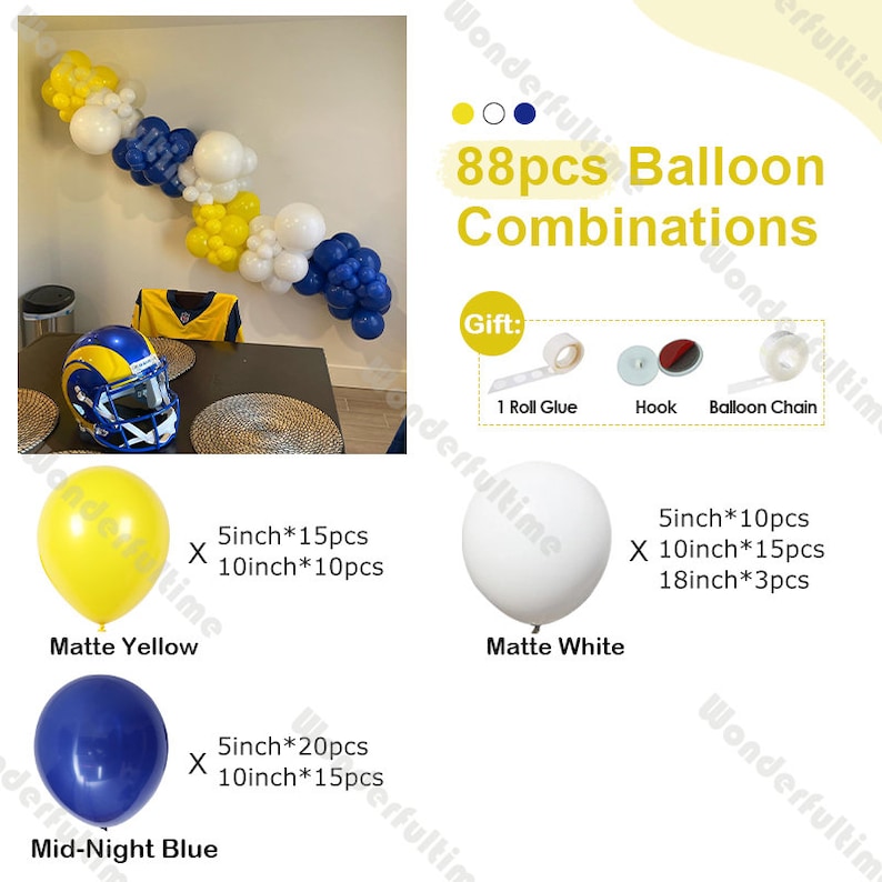 88psc Matte Navy Blue White Yellow Balloon Arch Garland Kit DIY Boy ...