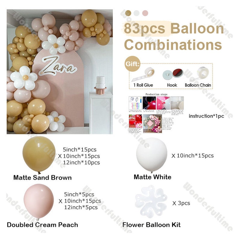 83/146pcs Two Groovy Balloon Arch Cream Peach White Brown - Etsy