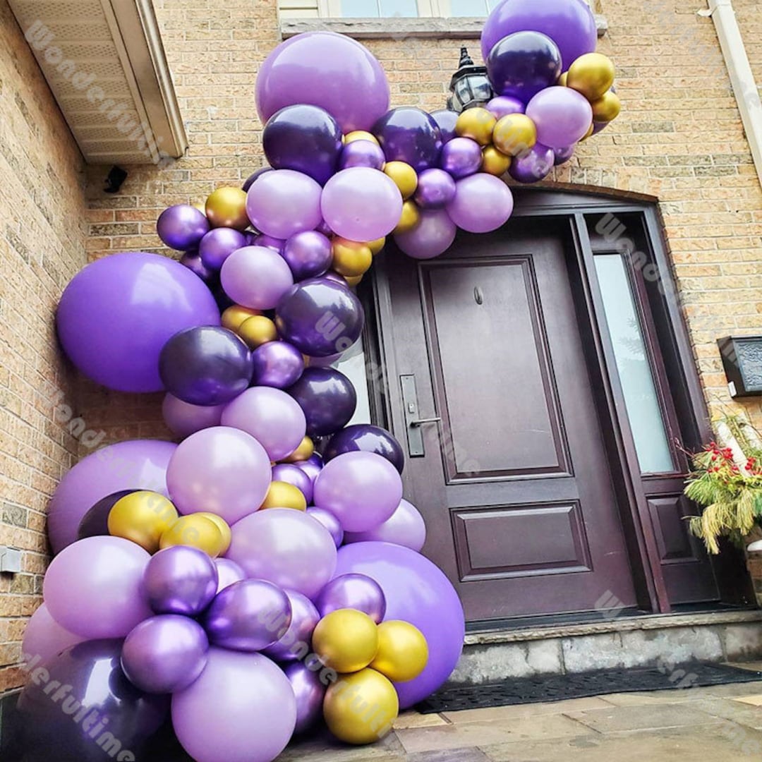 104pcs Purple Gold Balloons Garland Arch Wedding Decoration Baby Shower ...